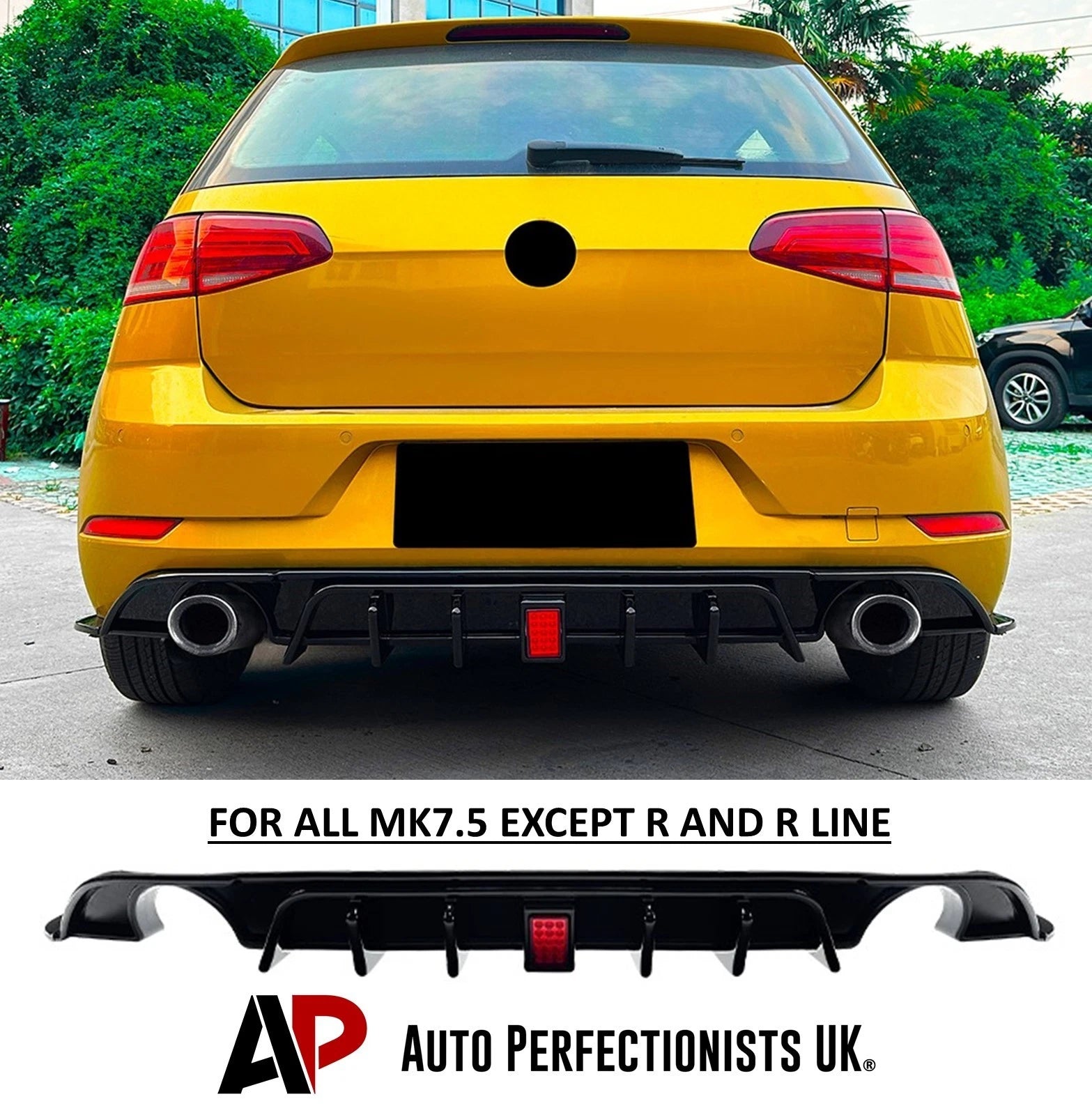 VW Golf GTI GTD TSI TDI MK7.5 TCR Style Rear Diffuser Valance Spoiler ...